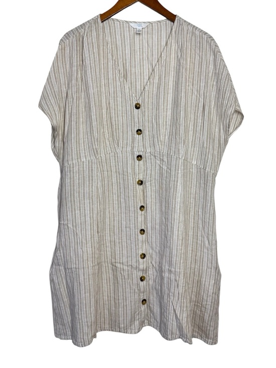 Time and Tru | Dresses | Time And Tru Beige And White Striped Linen ...
